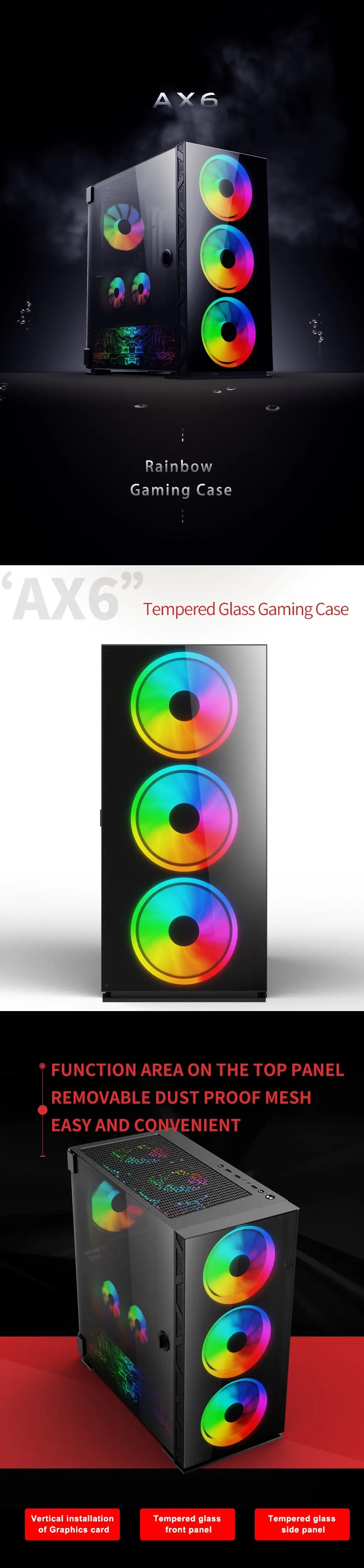 Computer Case & Tower Tempered Glass Gaming Cpu Casing Pc Cabinet Gamer ...
