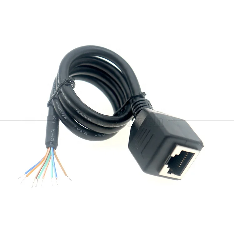 Female RJ45 Jack Socket to Open Tinned Soldering Pigtail Ethernet Cable ...