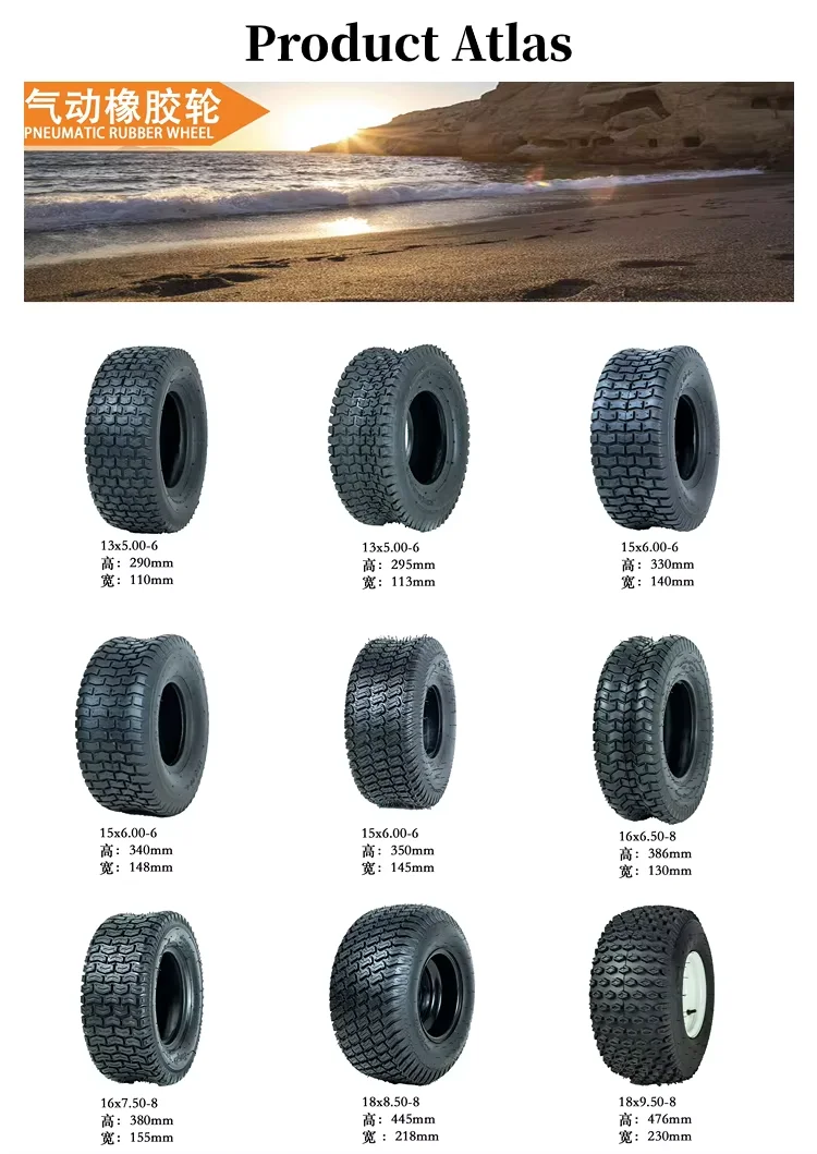 Electric Flatbed Transport Vehicle Wheels 350-8 3.50-8 Pneumatic Rubber ...