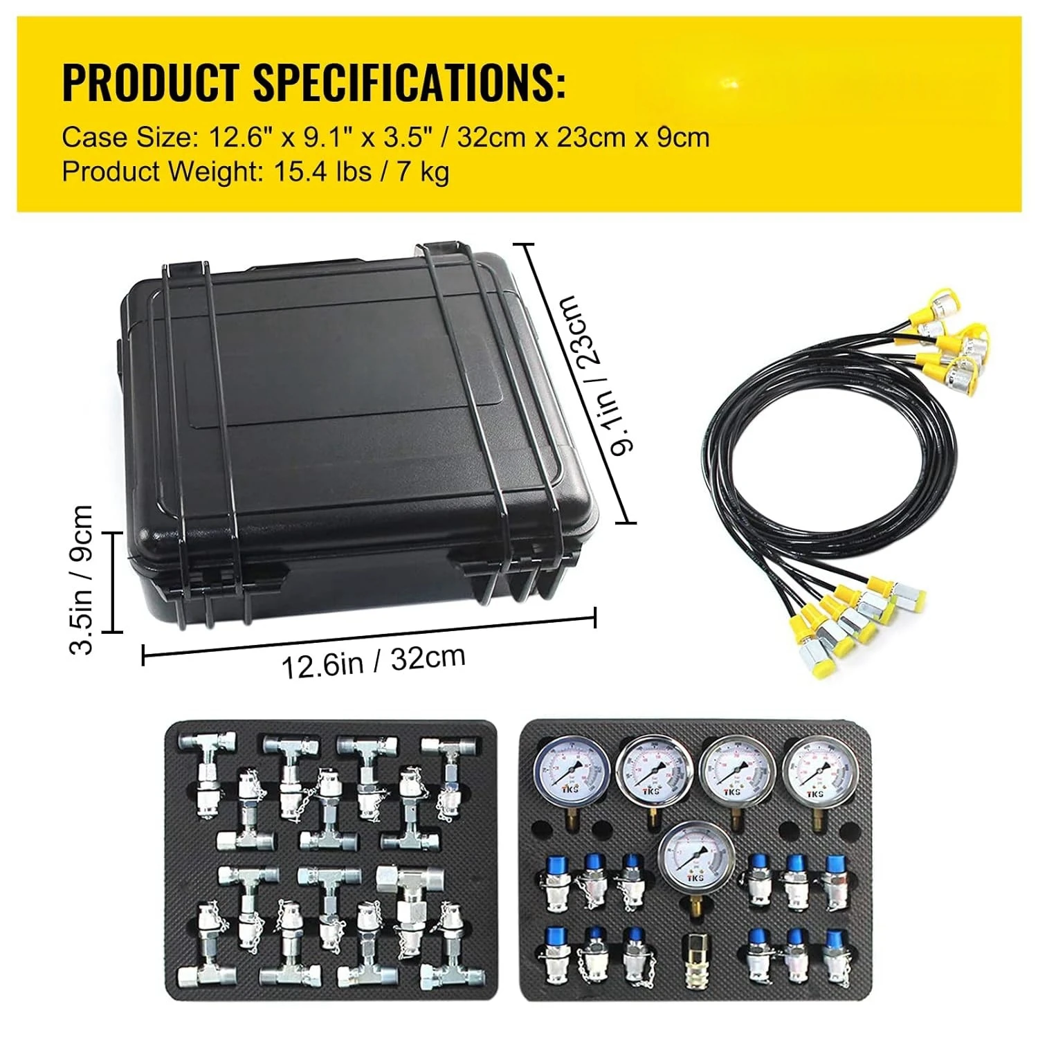 Hydraulic Pressure Test Kit, Hydraulic Gauge Kit, for Excavator ...