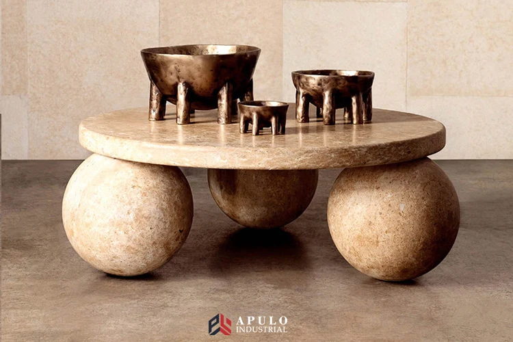 Arabescato Corchia Round Marble Coffee Table 3 Ball Base Soho House ...