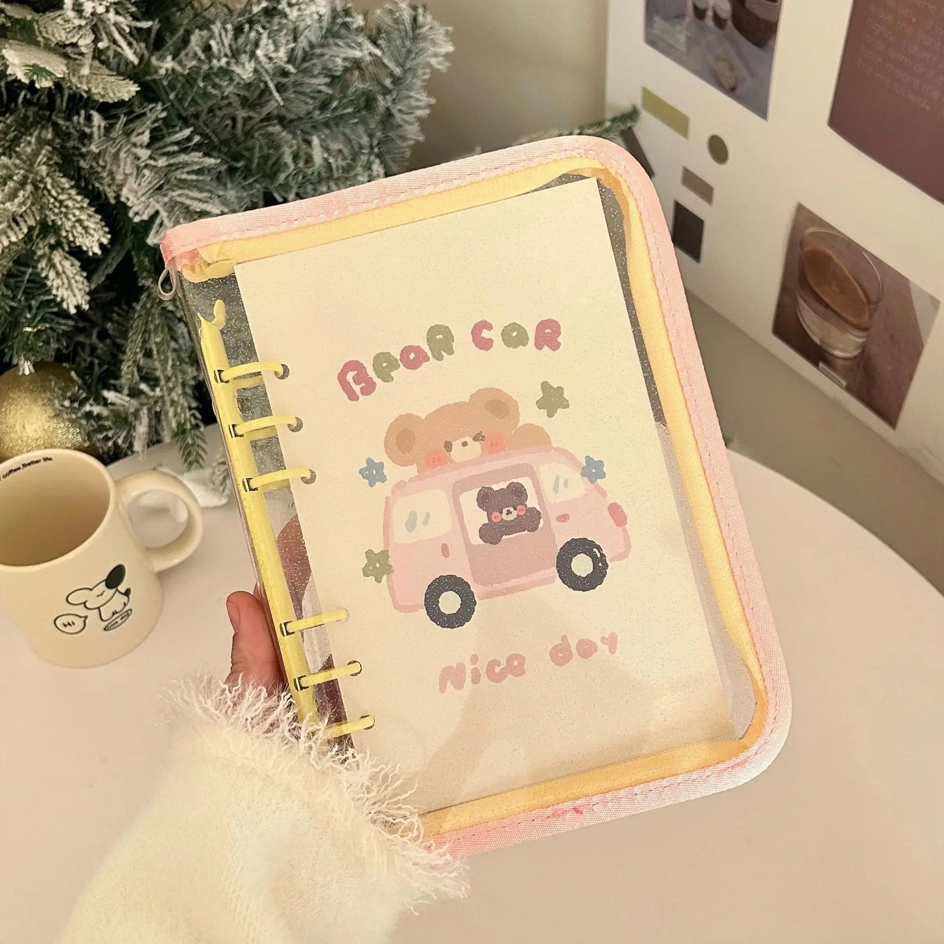 Cartoon Color Blocking PVC Binder Notebook - 6-Holes Loose-leaf