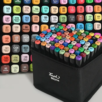 24~262 Colored Double Head Alcohol Marker Pen Set Dual Tip Brush ...