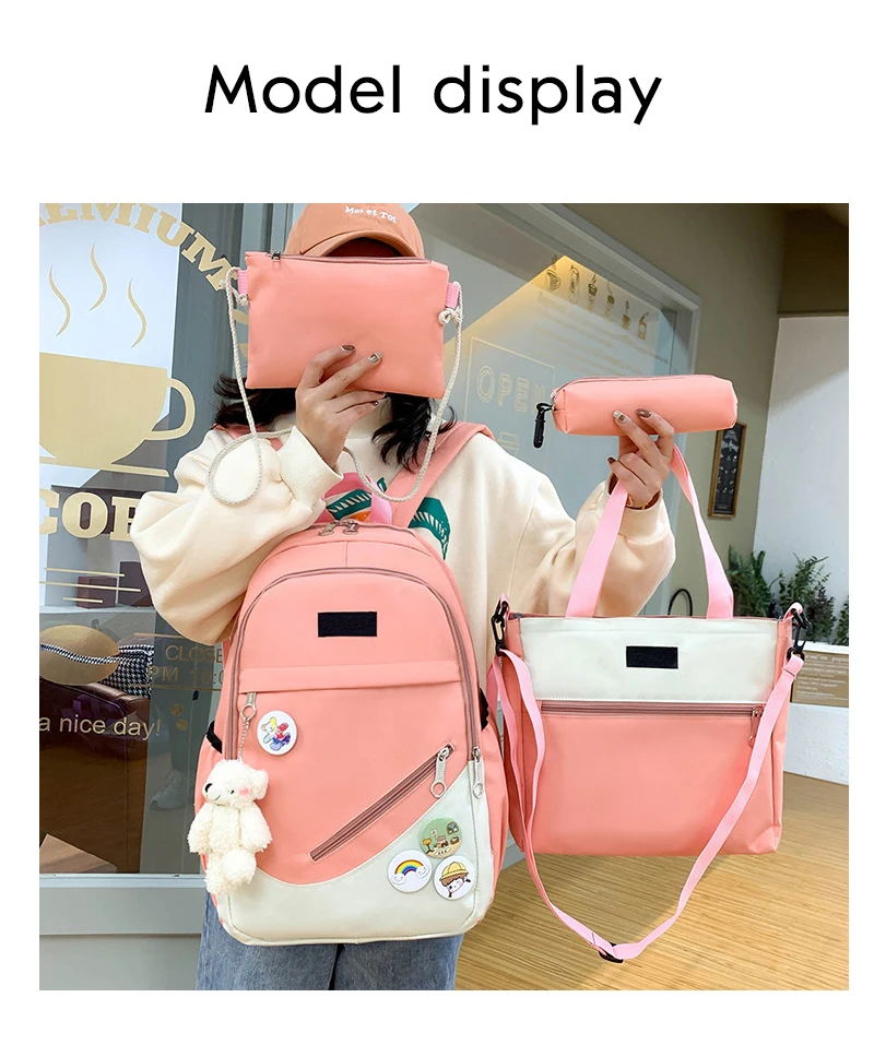 Custom Teens Student School Bags Set 4 Pieces In 1 Back Bags Nylon ...