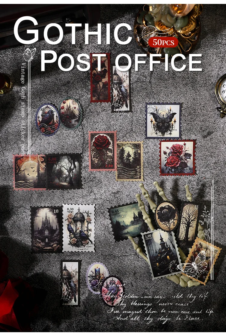 50pcs/pack Stickers Gothic Post Office Series American Vintage Gothic ...