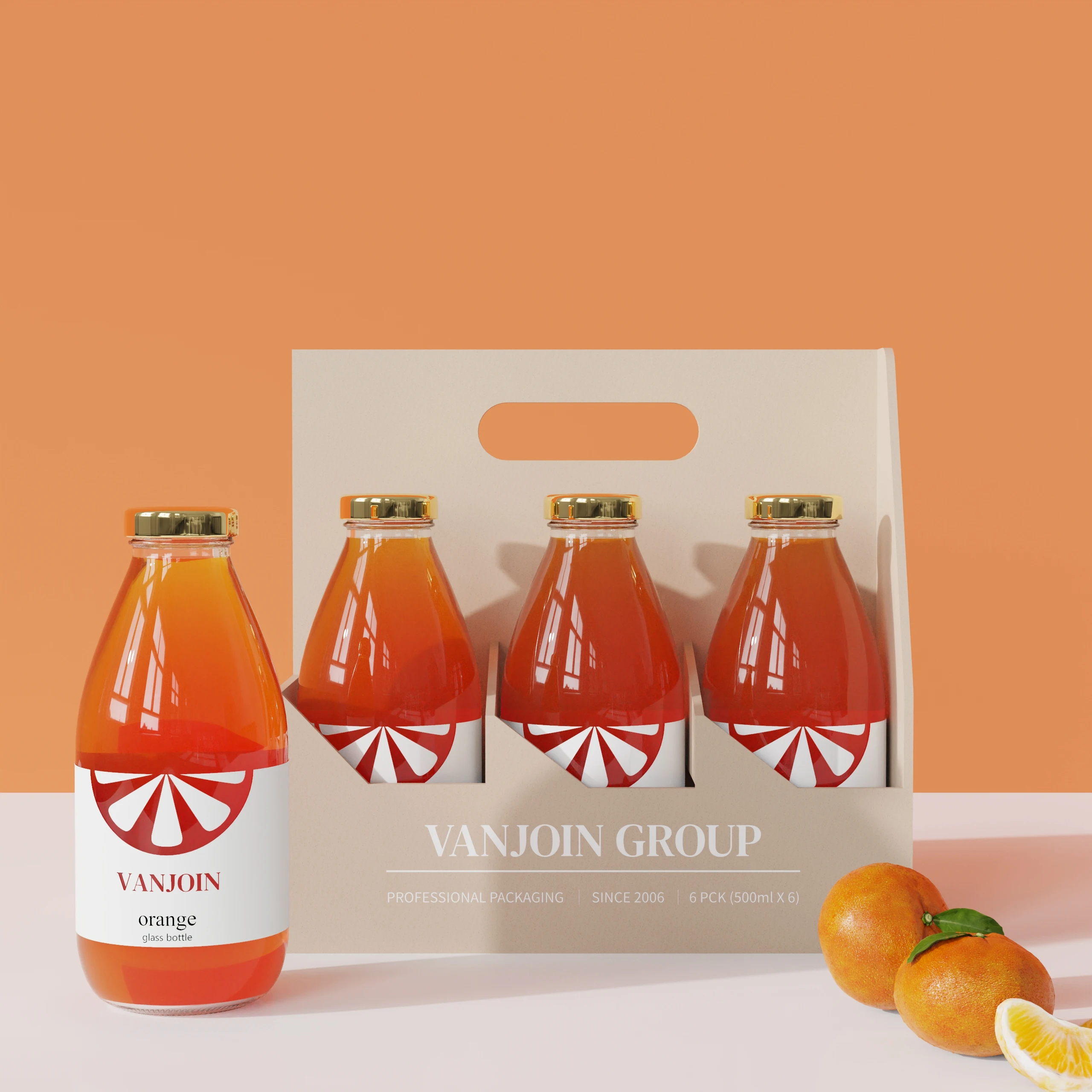 Custom Unique Package Box Glass Cold Press Juice Bottles