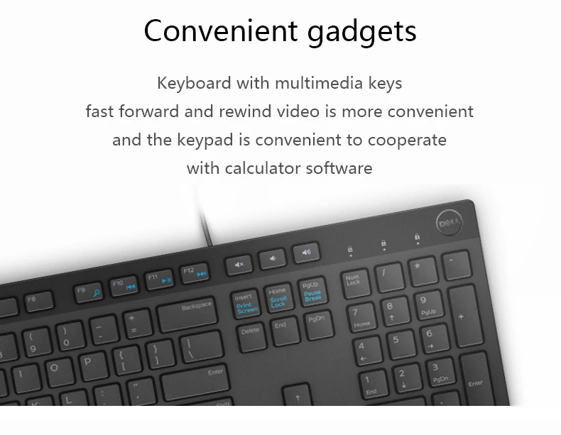 DELL KB216 Wired USB Keyboard - Slim QWERTY Design for Desktops, Plug ...