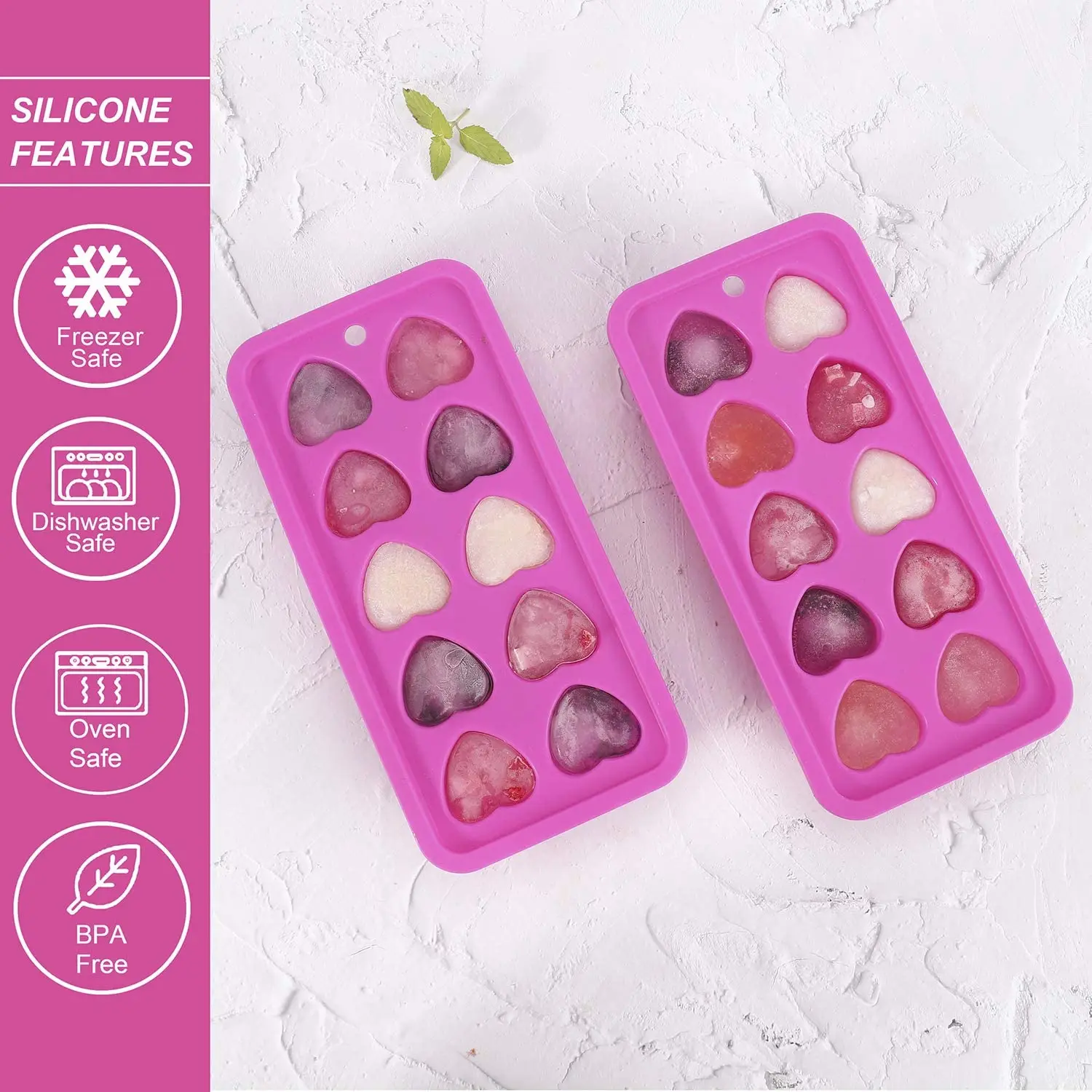 Fun Heart-Shaped Ice Cube Trays - Perfect for Cocktails