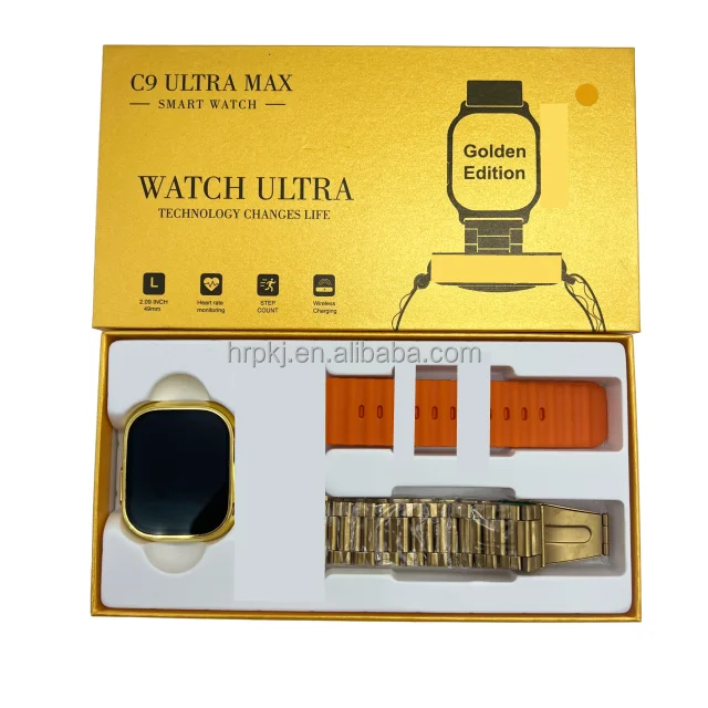 2023 New C9 Ultra Max Smart Watch 9 Big Gold Watch 2.01 Inch Hd ...