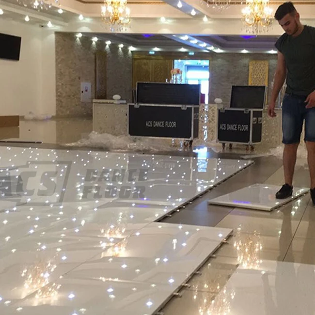 Acrylic Wedding White Starlight Dance Floor and Black LED Twinkle Dance ...