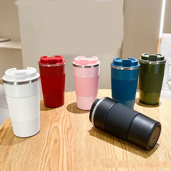 380ml Sus304 Stainless Steel Coffee Cup With Handle Thermos Vacuum ...