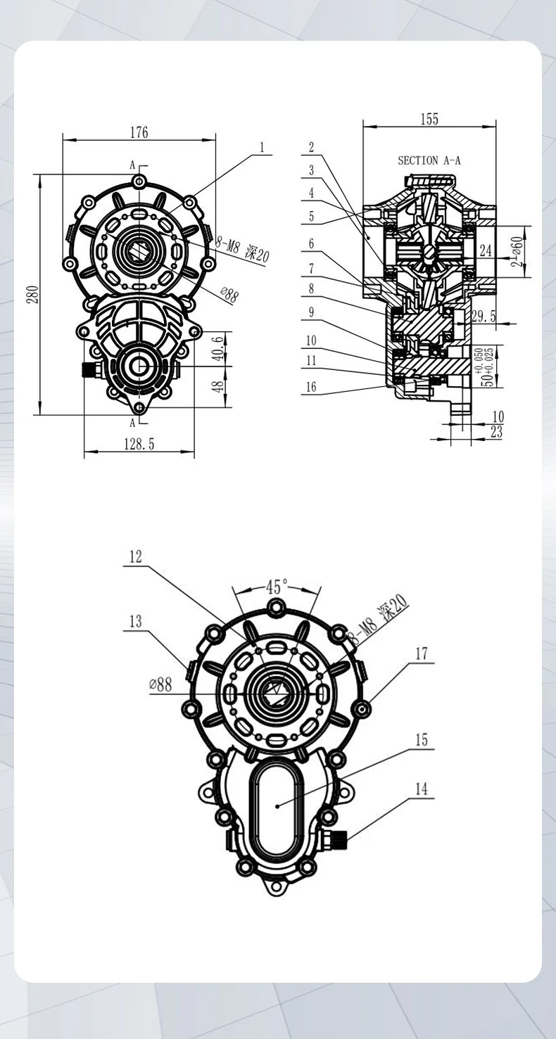 China Manufacturer's Small Speed Reduction Gearbox for Go Kart