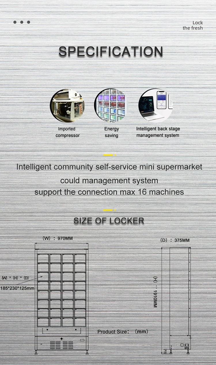 Unmanned Locker Vending Chicken Vending Machine with Refrigerator System
