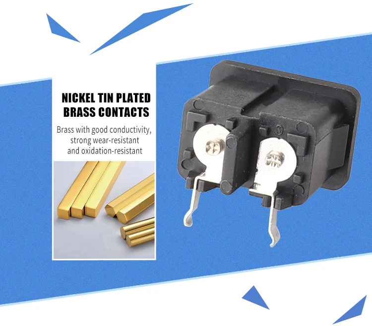 C8 Power Socket IEC 60320 C8 2 Pin PCB Mount 110V AC Power Socket for ...
