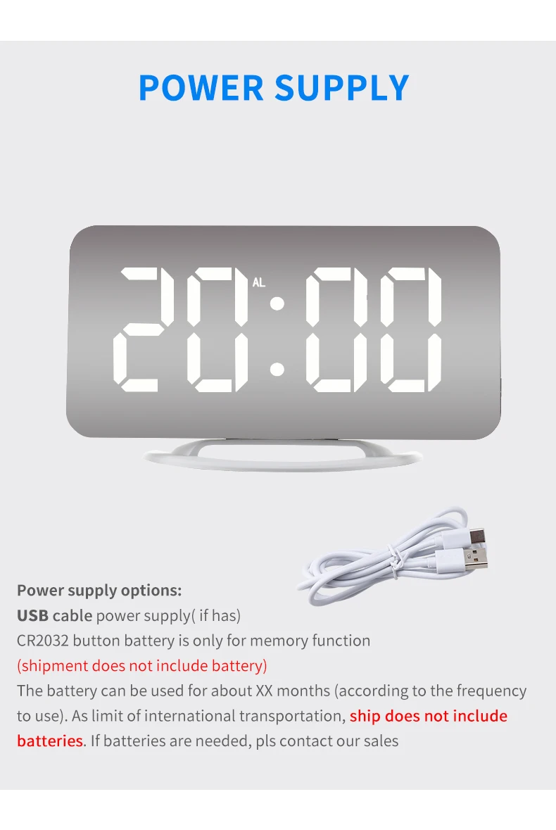 Desk Clock Mirrored Led Mirror Mirror With Custom Modern Digital ...