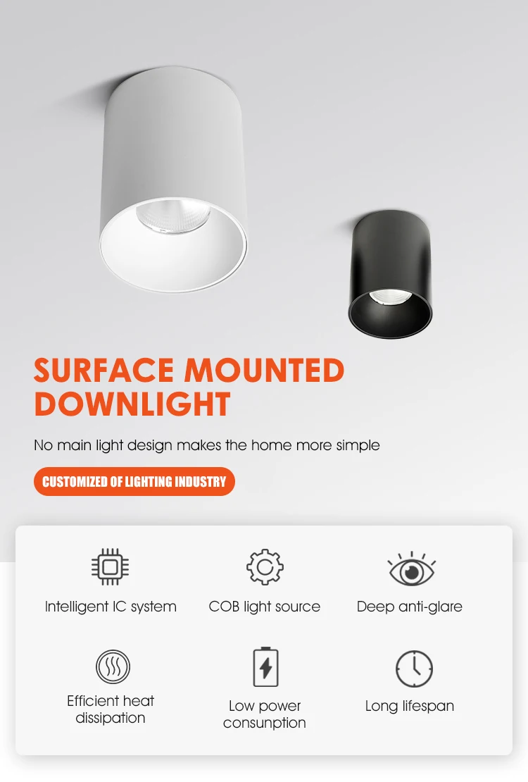 Contemporary Aluminum Housing Surface Mounted Smd Cob White Black Led ...