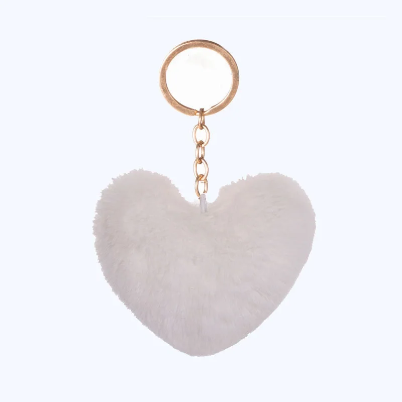 Fluffy Ball Keychain Pom Pom Puff Fur Balls Heart Fur Key Chain - Buy ...