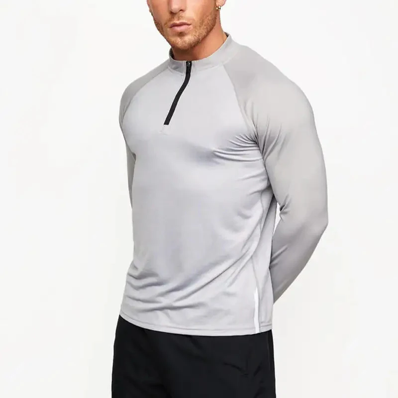 Customize Outdoor Workout Sports Wear Slim Fit 1/4 Quarter Zip Top Long ...