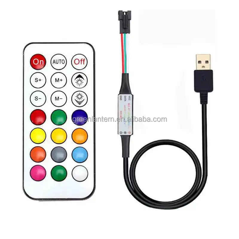 Addressable Rgb Led Strip Mini Spi Rf Controller 14/17/21 Key Remote ...