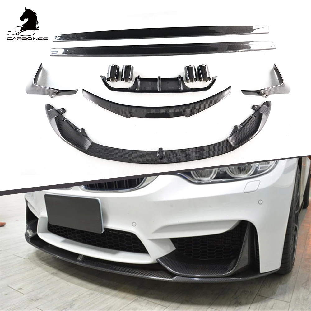Mp Type Carbon Body Kit For Bmw M4 F82 Front Lip Spoiler Side Skirt ...