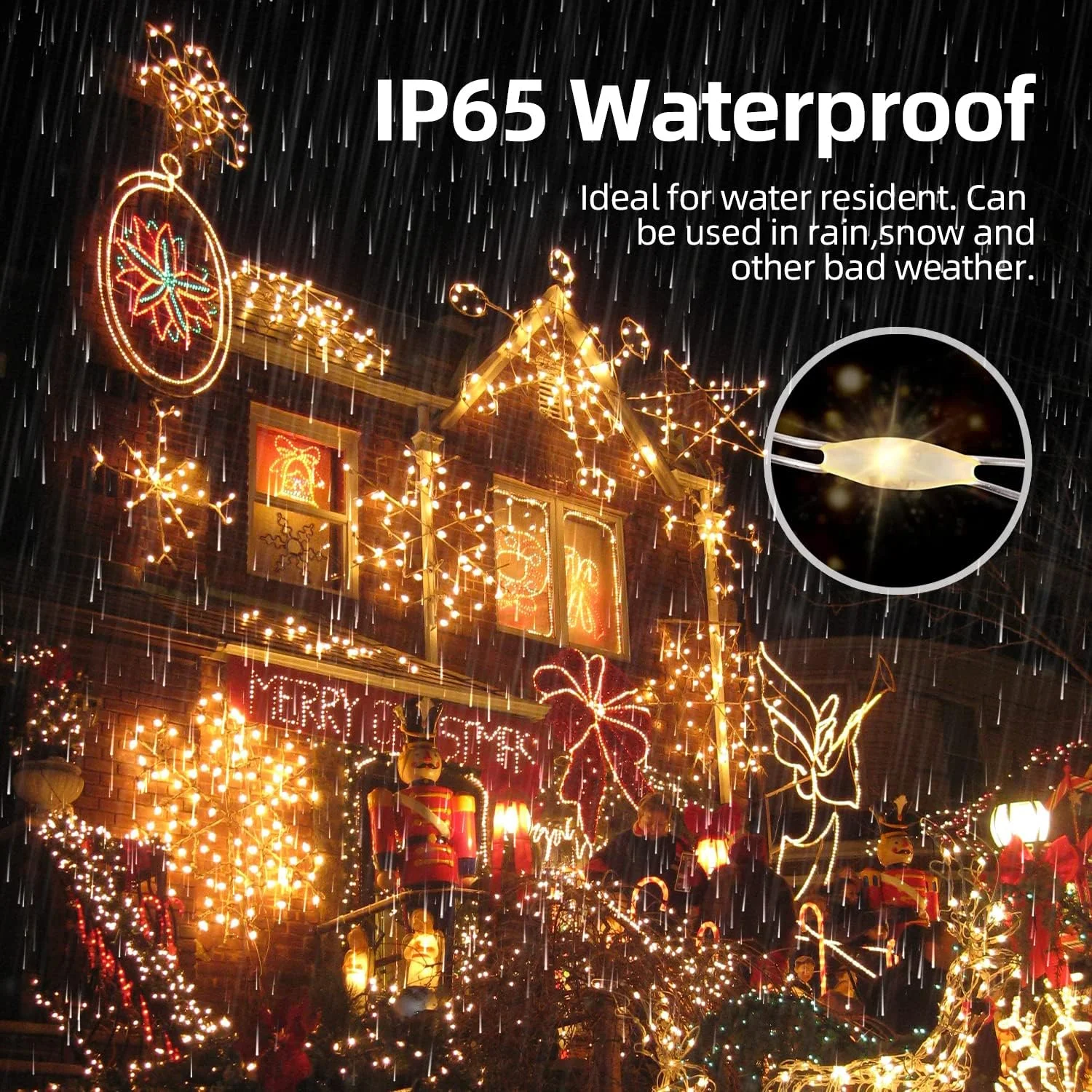 Solar Christmas Lights,Outdoor Waterproof Red Solar String Lights For ...