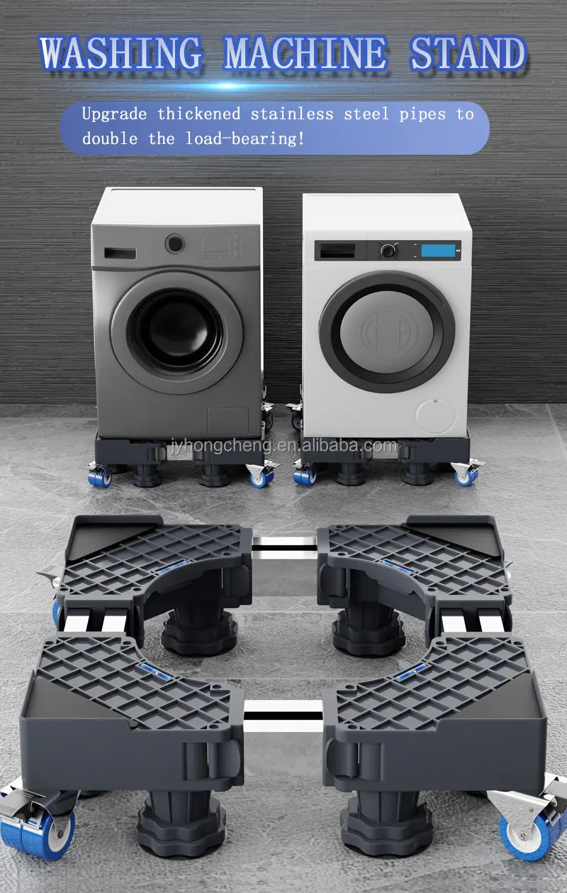 Adjustable Fridge Stand Movable Washing Machine Base with Wheels ...