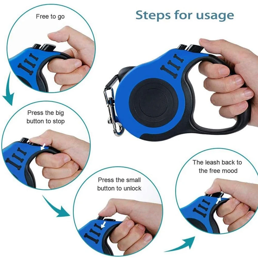 Automatic Retractable Dog Leash - Easy Pet Walking Control