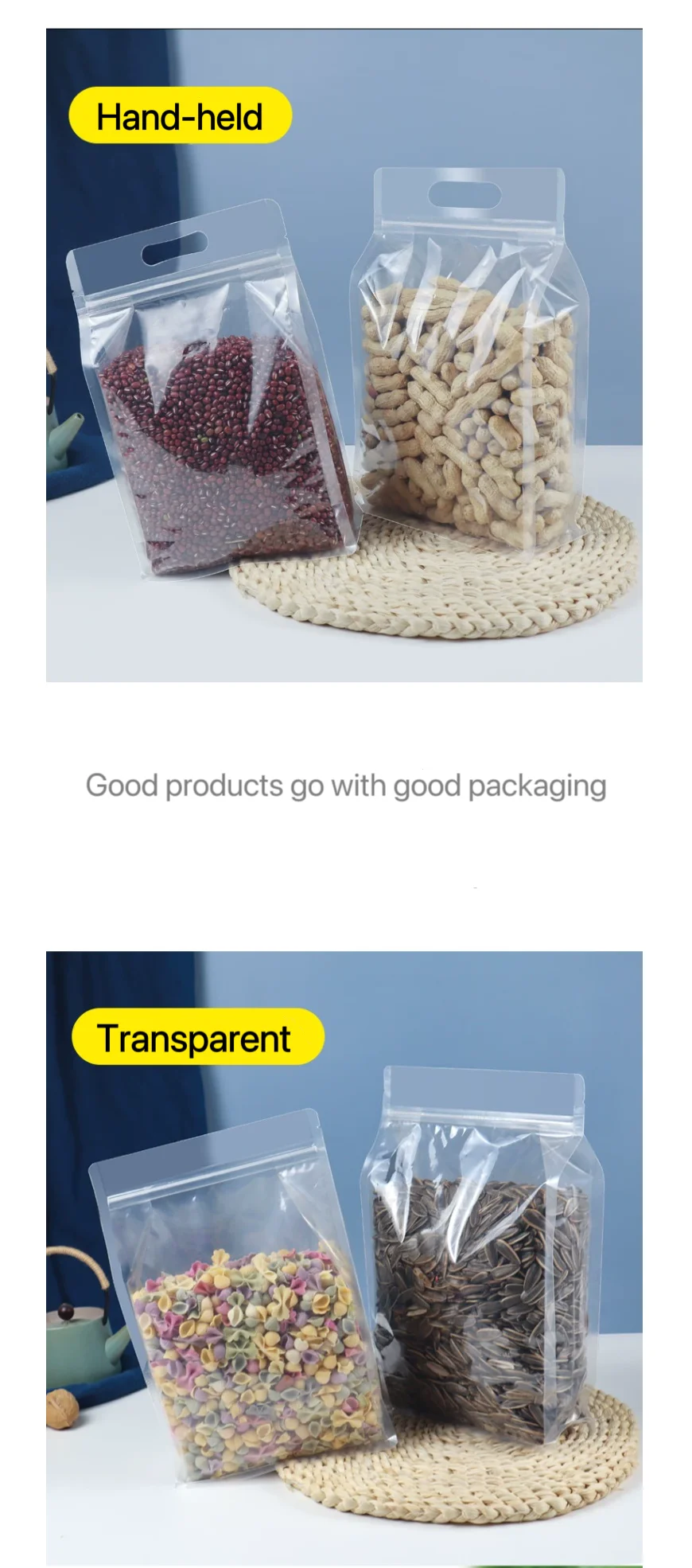 Customized Printing 500g 1kg Red Date Nut Rice Square Bottom Bag - Buy ...