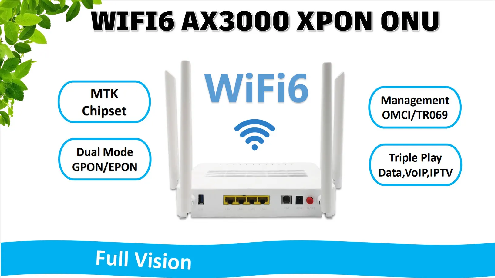 Xpon Gpon Epon Wifi6 Ont With 4ge Voip Dual Band Wifi6 Ax3000 For Ftth Home Enterprice Isp - Buy ...