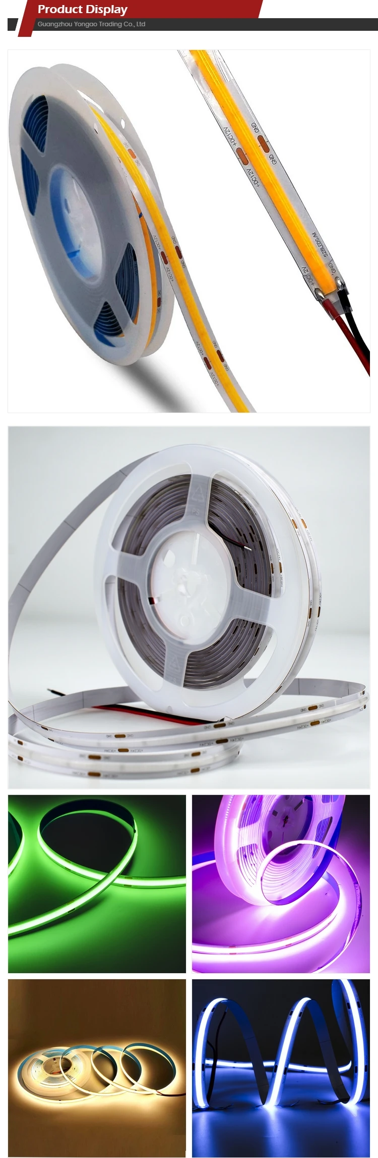 Warm White Lights Addressable Cob Led Strip High Quality Copper Chips ...