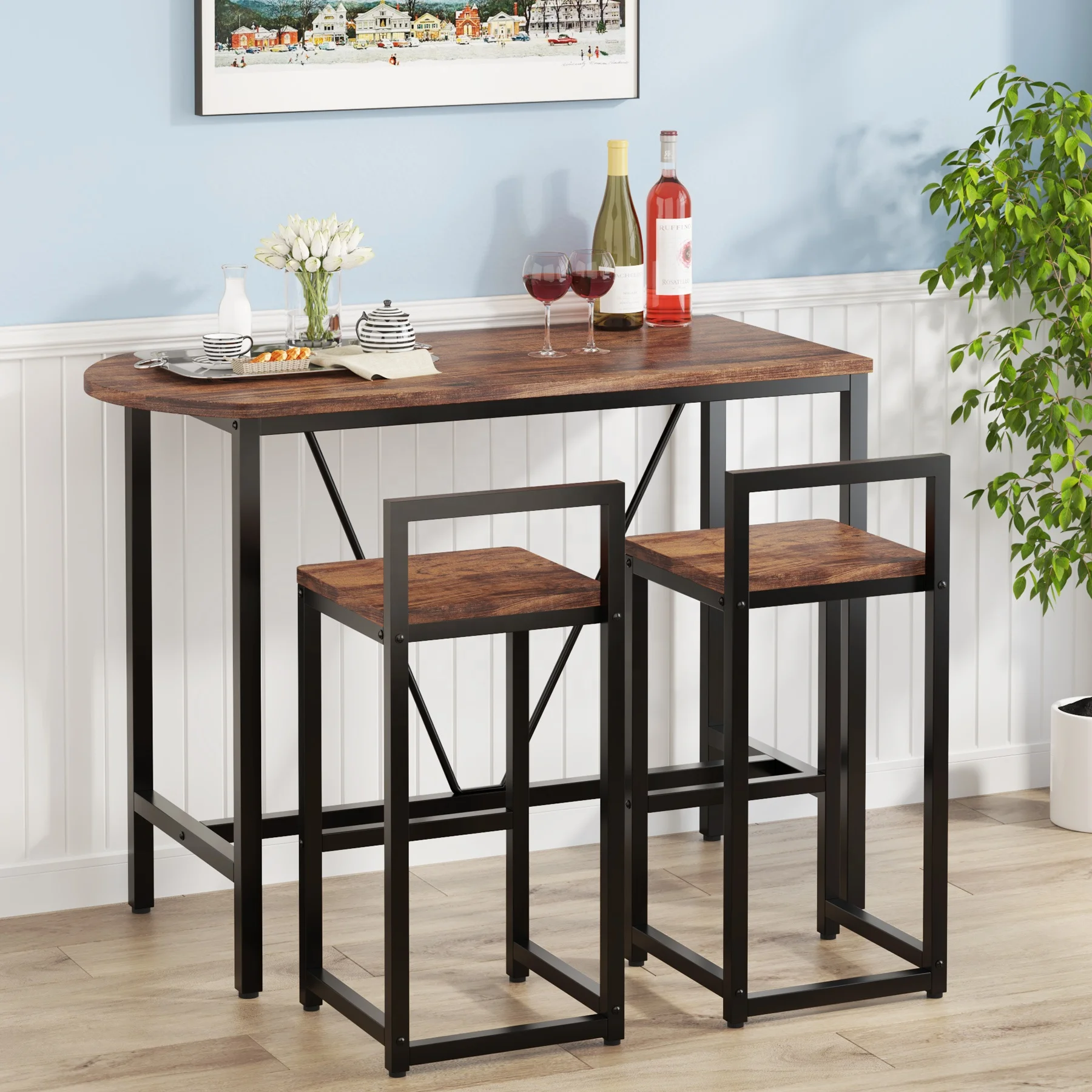 Tribesigns 2 Person Counter Height Dining Set Sofa Pub Table With 2 Tools for Kitchen 3 Piece Bar Table Set Alibaba