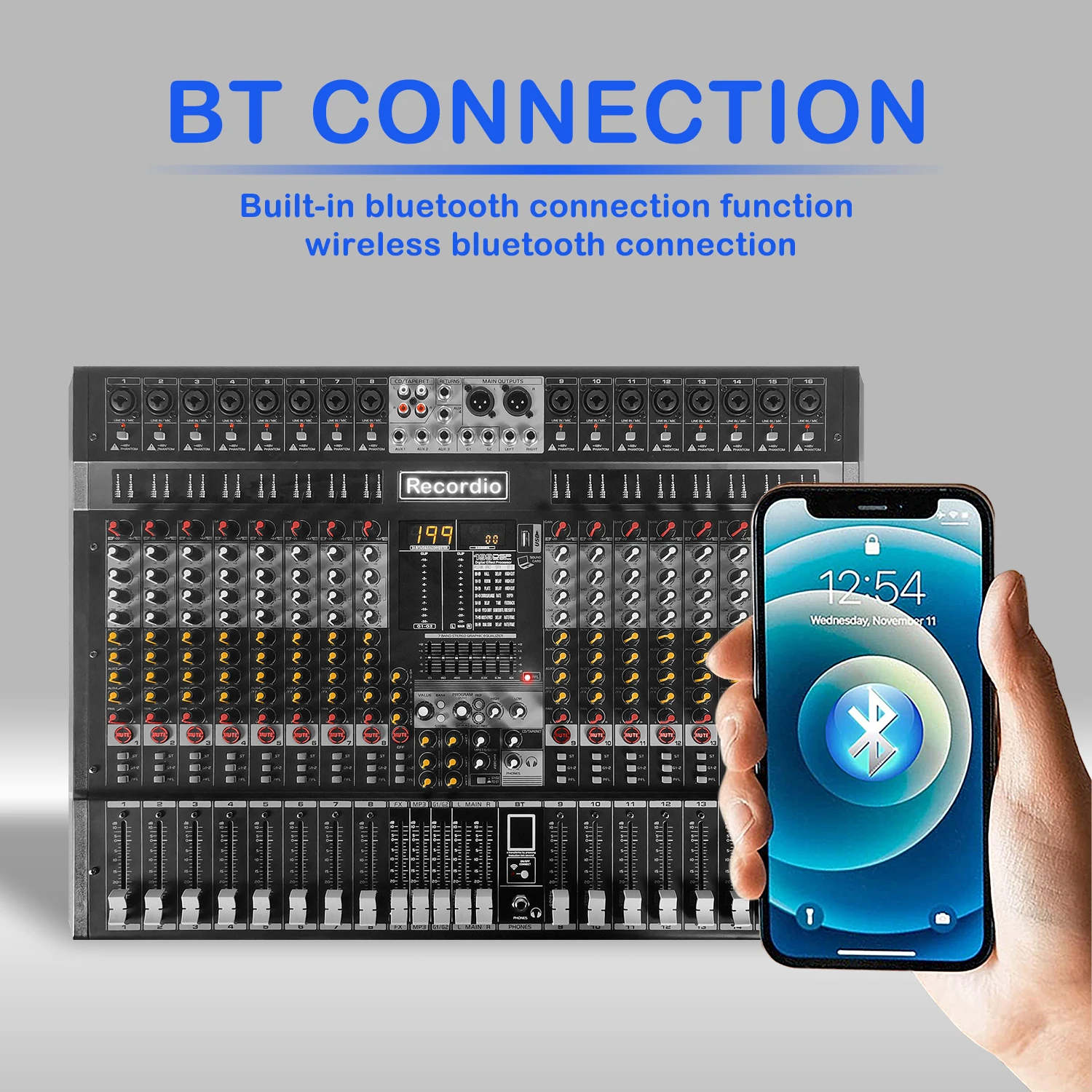 GAX-XM16 Mixing Console - Professional 16 Channel Mixer