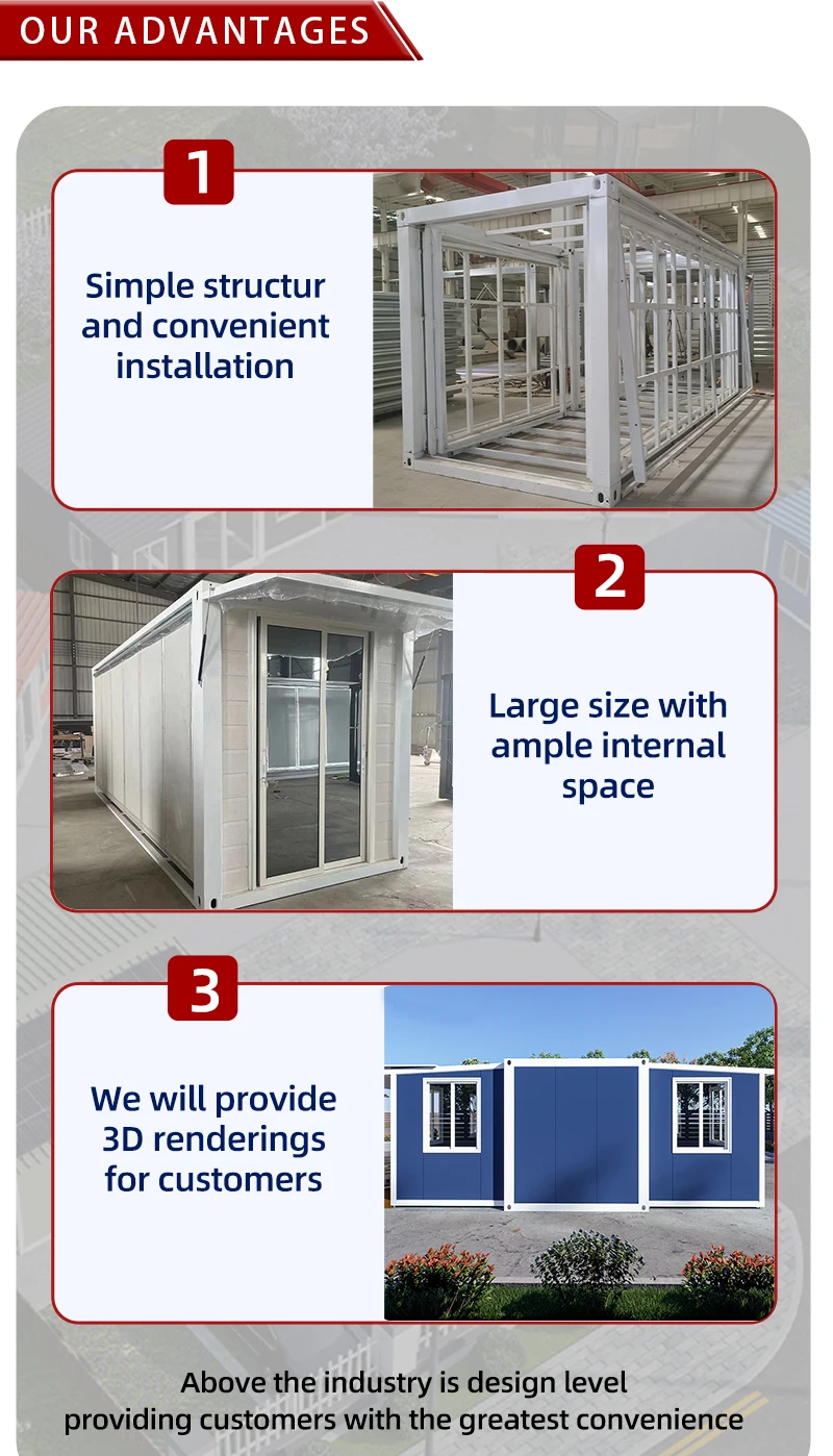 Luxury Villa 20ft 40ft Modular Prefab Tiny Home with 3 Bedrooms