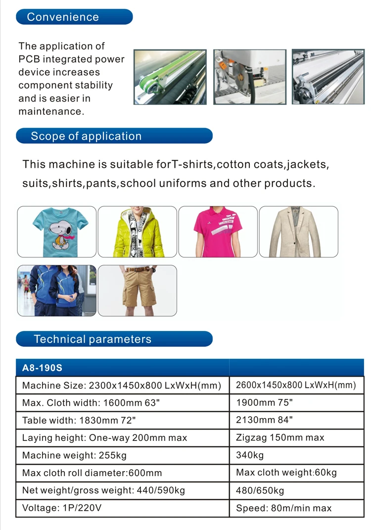 Automatic Compact Spread Cloth Fabric Roll Spreader Machine A8-190S