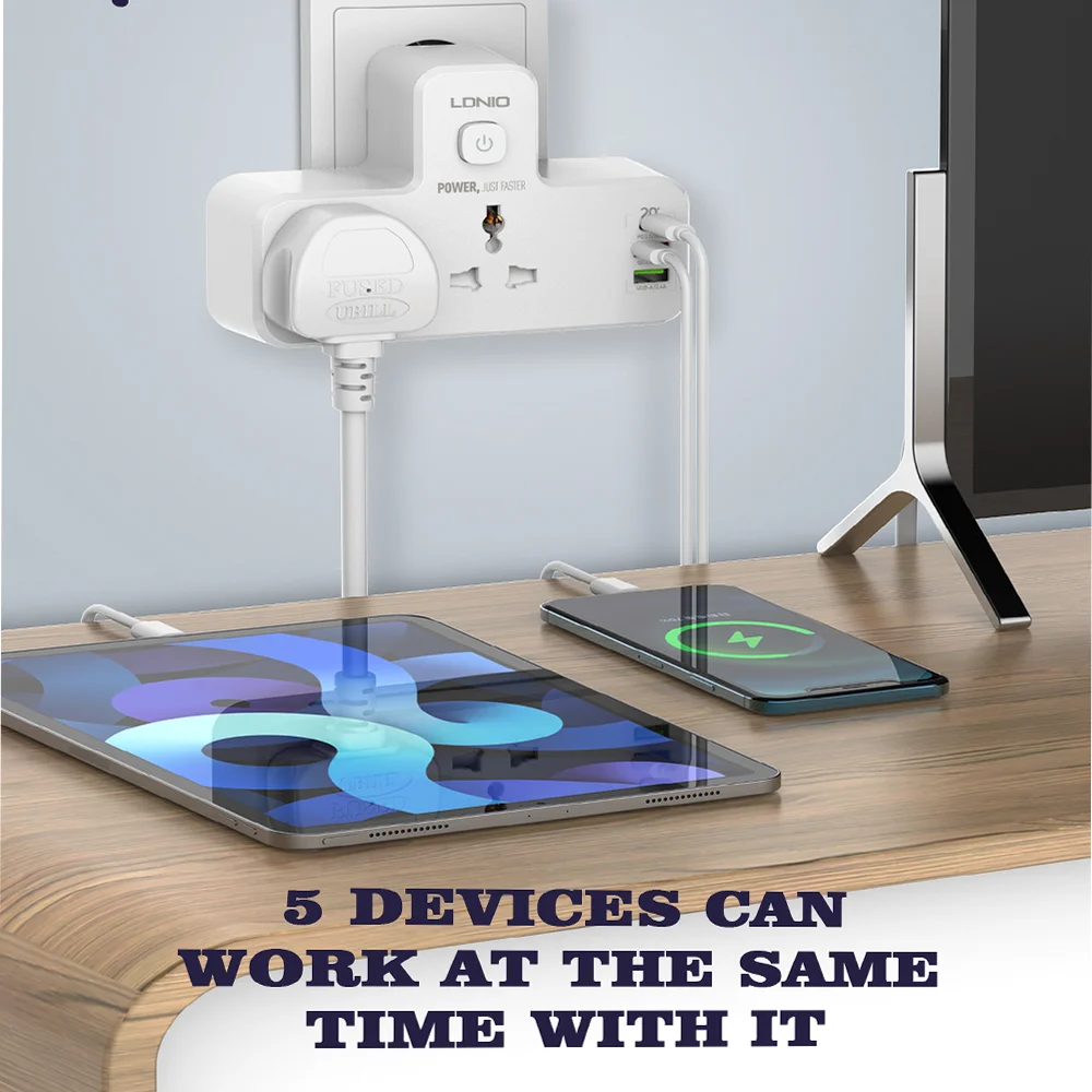 LDNIO SC2311 Multi Plug Extension Socket with 2 AC Outlets and 3 USB ...