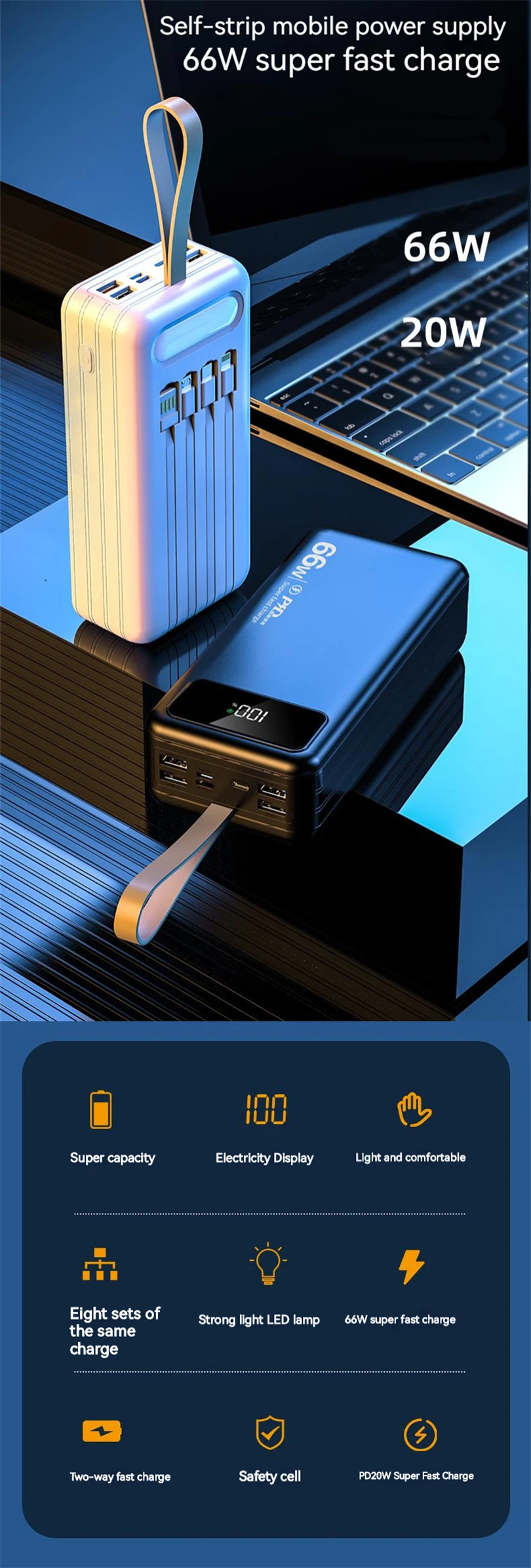 PD66W Super Fast Charging 50000mah Powerbank - Portable & High Capacity