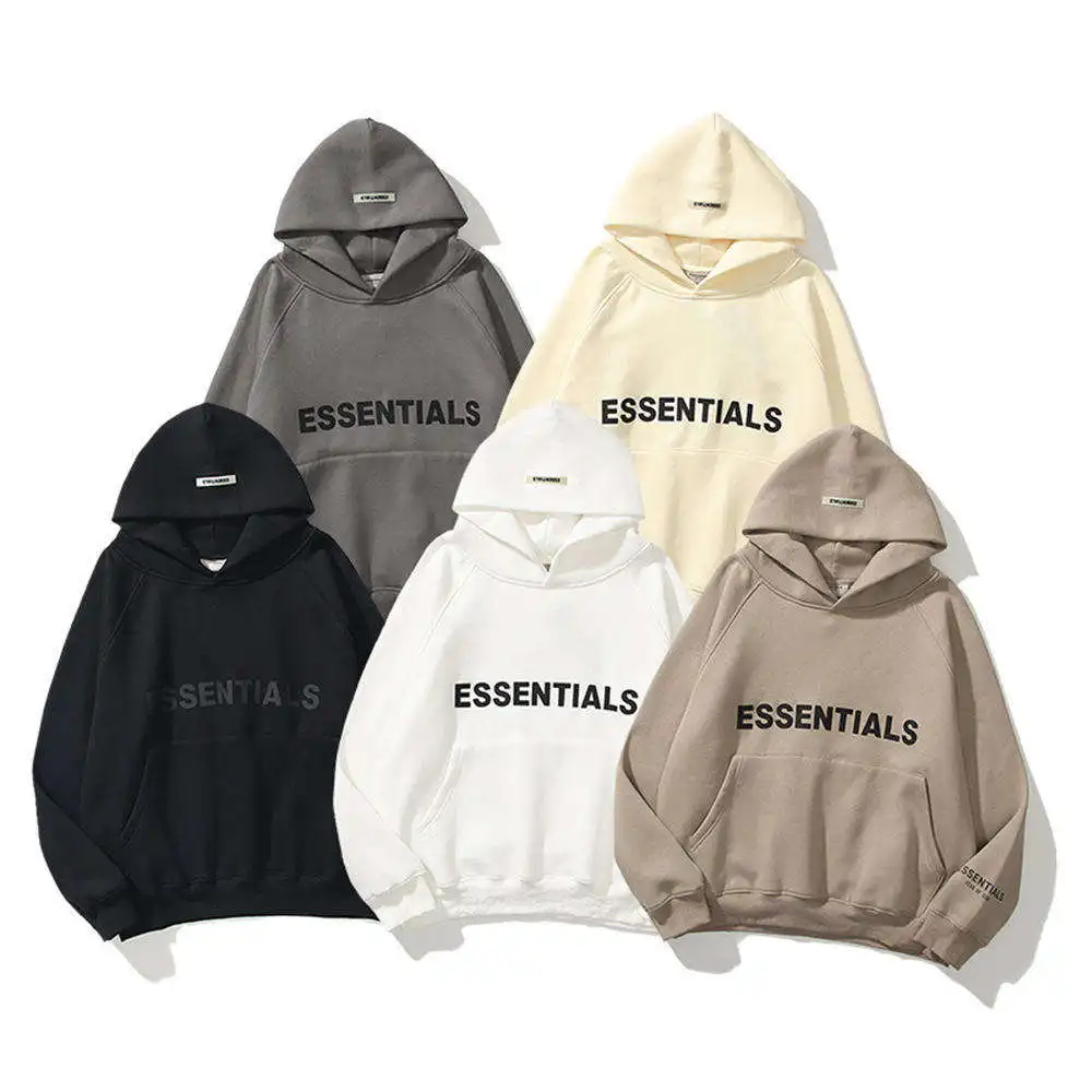High Quality Casual Hooded Mans Hoodie Essential Letter Logo Double Line Chest Style Sweater Men ...