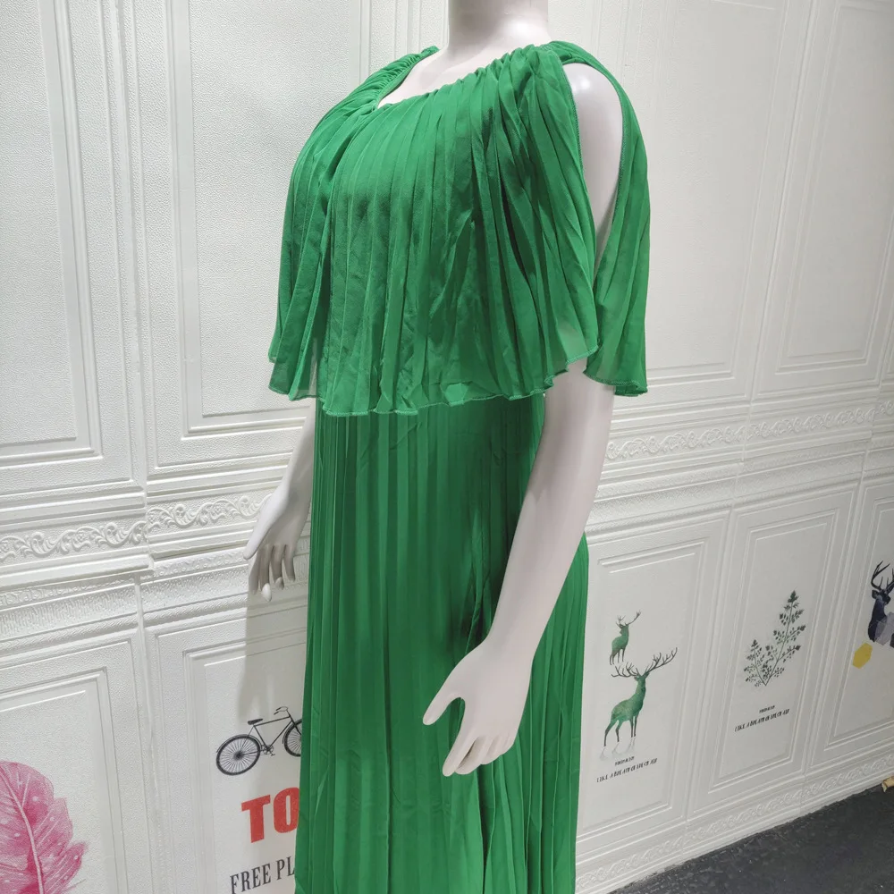 Women Spring Summer Elegant Ruffle Midi Dress Short Sleeve Lady Long ...