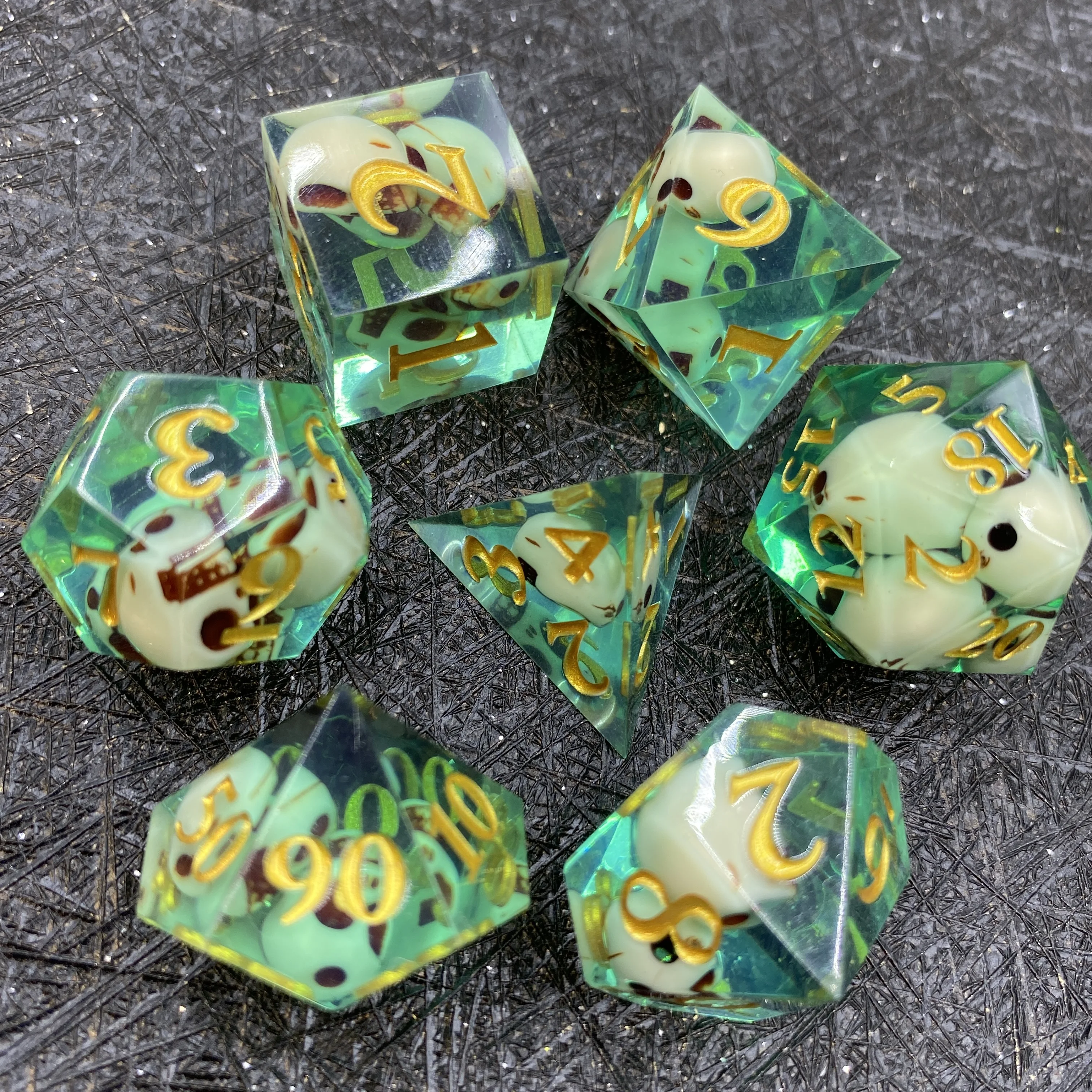 DND Resin Dice Custom Set - Sharp Edged Dungeons & Dragons