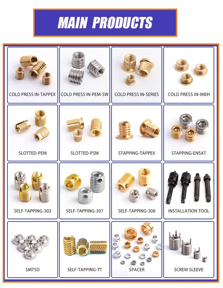Din16903 M3M4M5 Brass Threaded Inserts Embedded Screw Nut for Plastic ...