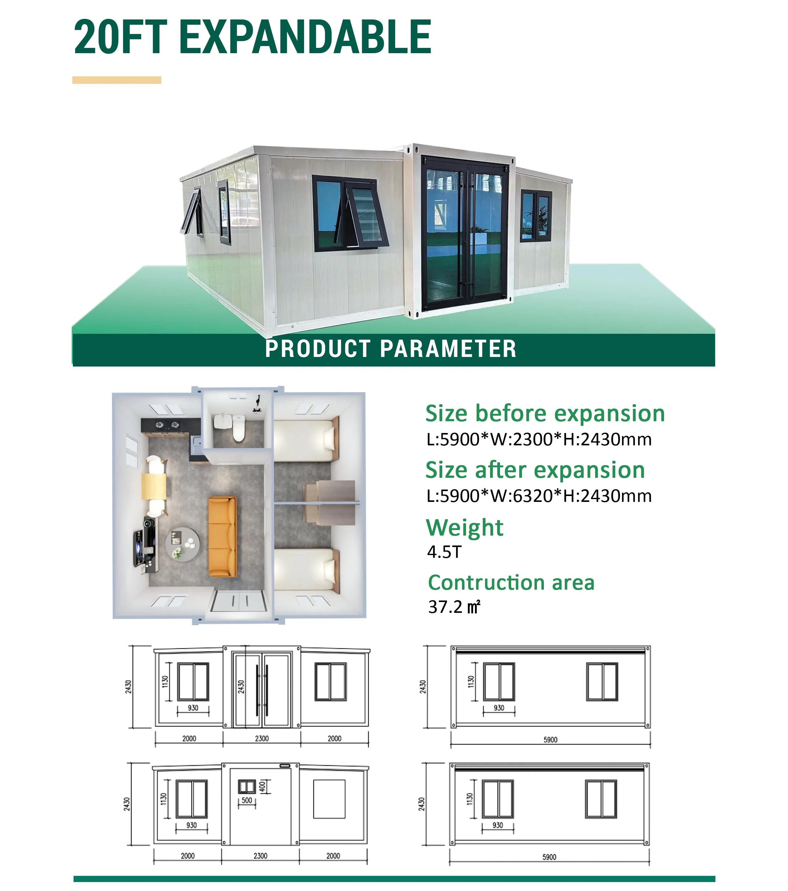 Double Wing Expandable Folding House - Luxury & Sustainability