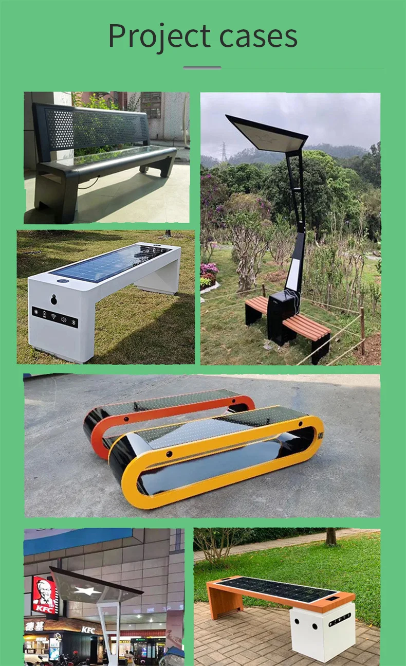 Solar Smart Seat Outdoor Park Bench Bluetooth Speaker Wireless Charging ...