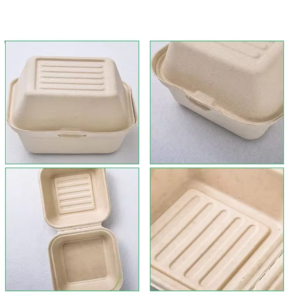Biodegradable Disposable Sugarcane Bagasse Hamburger Sandwich Paper Box ...