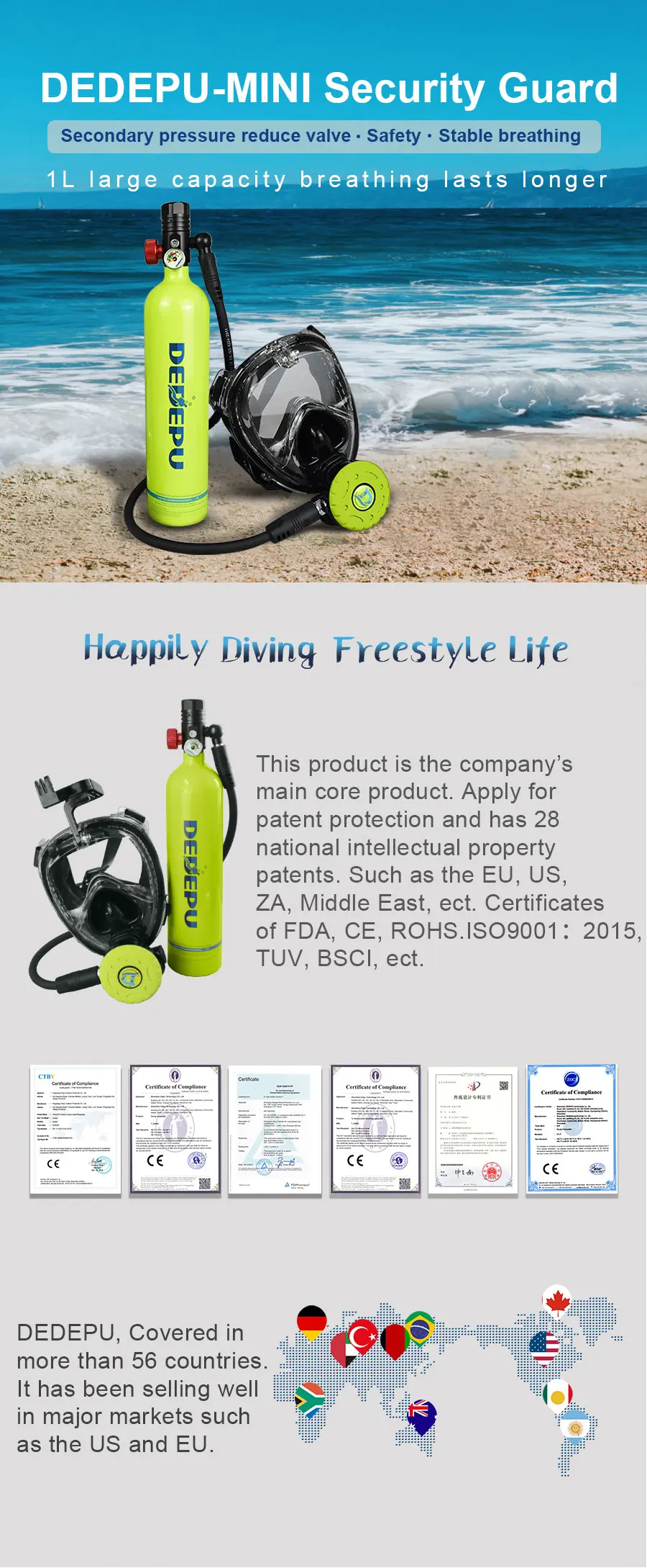 Space Aluminum Diving Oxygen Cylinder Under Water Sport Mini Air ...