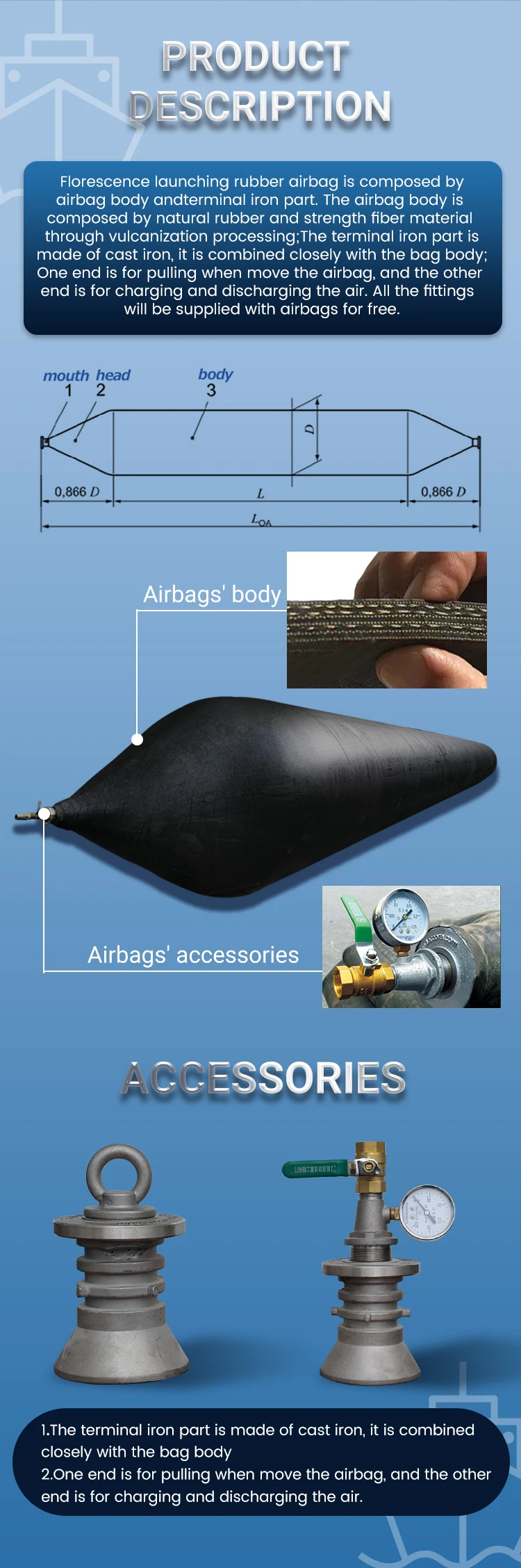 Marine Salvage Airbag Inflatable Natural Rubber Airbag Used For ...