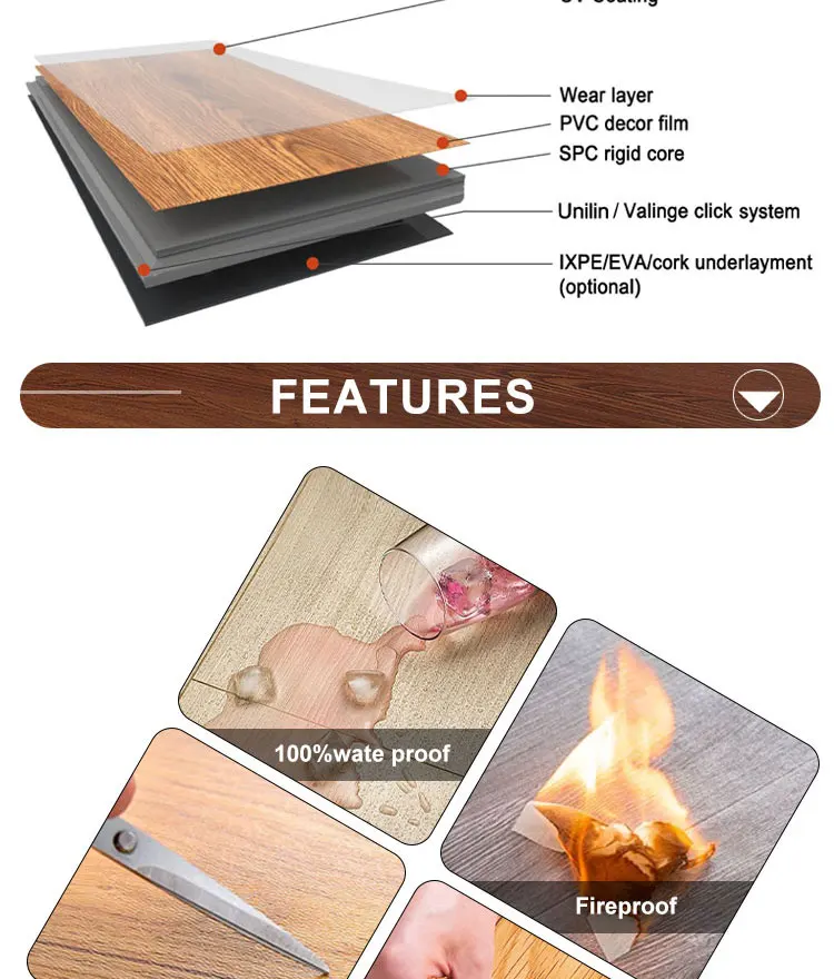 Modern Luxury Vinyl Plank Composite Hybrid Rigid Core Protective ...