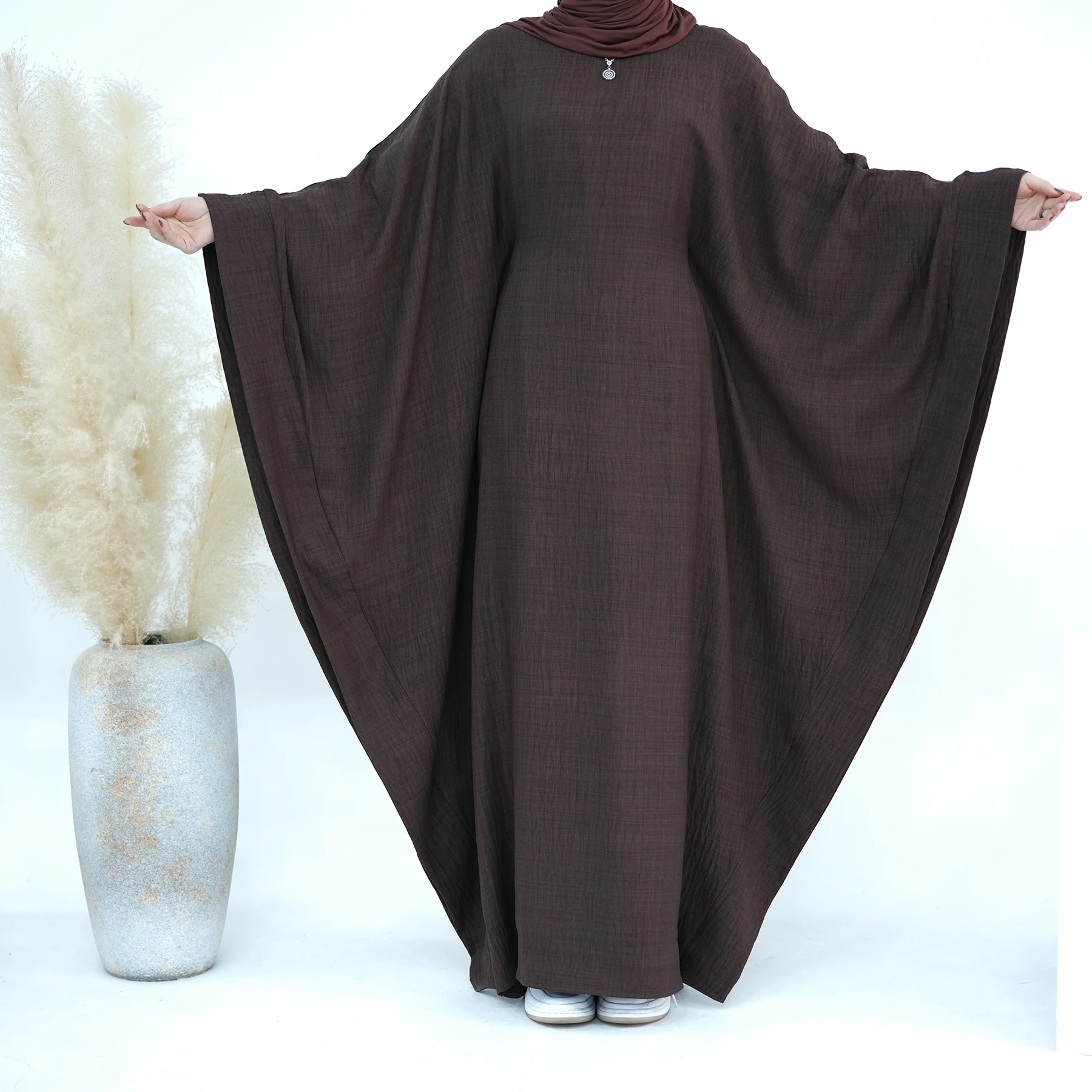 Loriya Dubai Style Solid Color Closed Abaya Women's Dresses With Inside ...