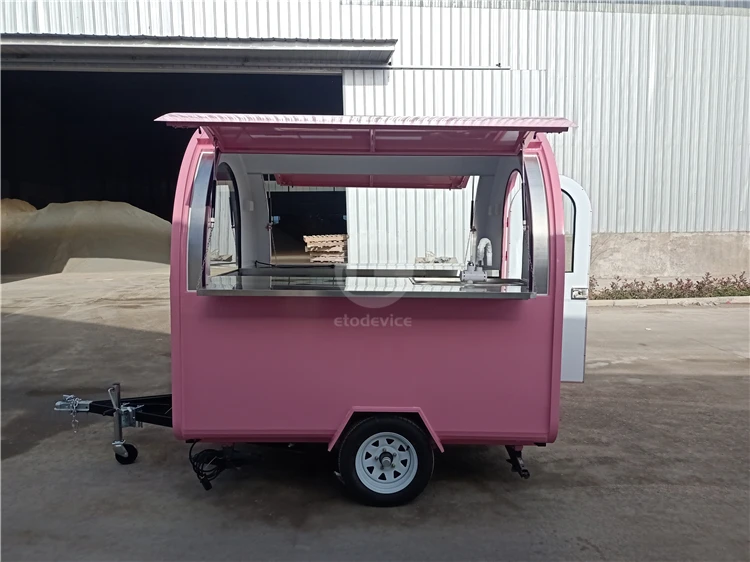 New Design Multipurpose Commercial Snack Pink Food Cart With Mobile ...