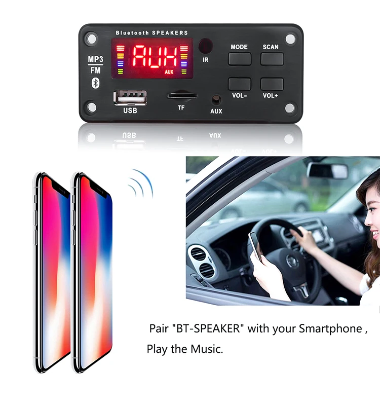 80w Amplifier Bass Decoder Board 2*40w Amplifier Stereo Mp3 Decoding ...