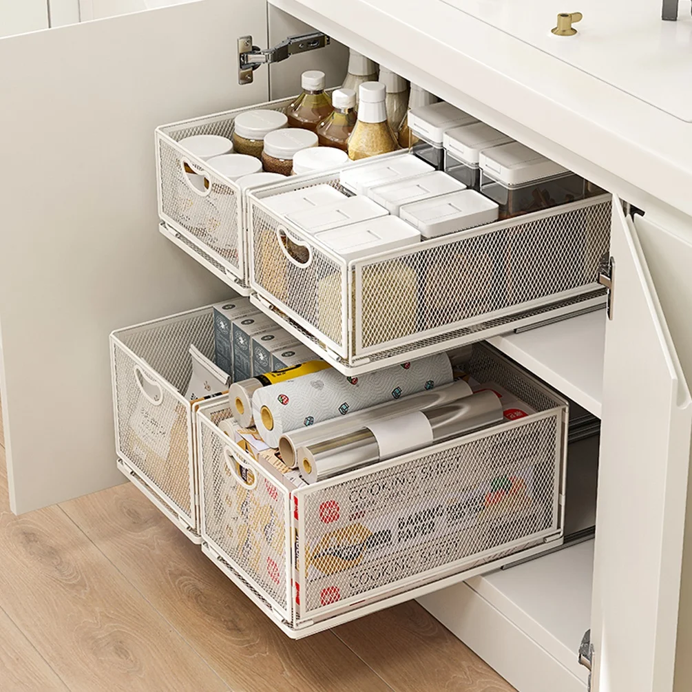 Baoyouni Stackable Under Sink Organizer Cabinet Metal Wire Storage ...